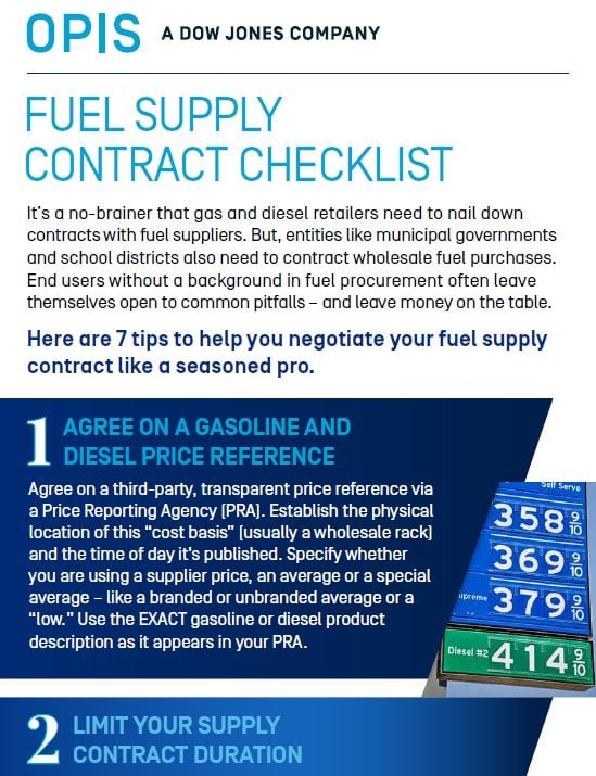 Wholesale Fuel Supply Contract Checklist from OPIS | Download Now